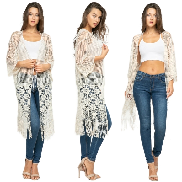 Raj | Jackets & Coats | Raj Anthropologie Crochet Mesh Openfront ...